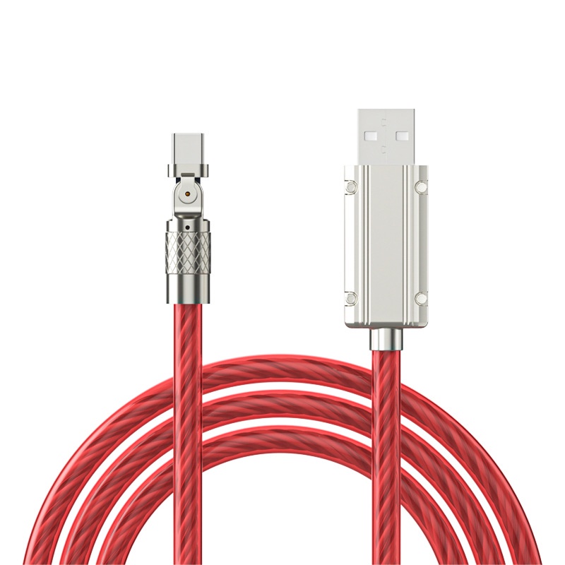 180°Rotation Elbow Glowing Fast Charge Cable 120W Nightclub Streaming ...