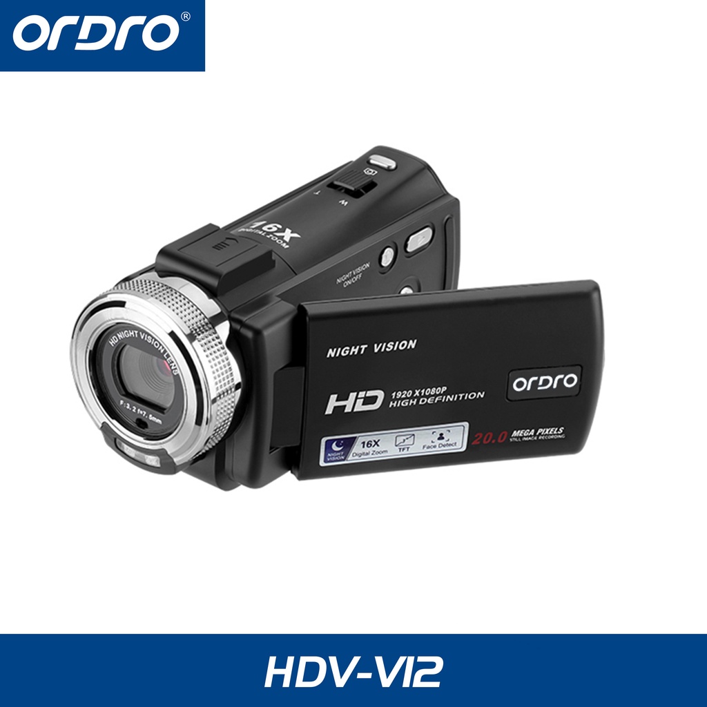 ORDRO V12 HD 1080P 30fps Digital Camera with 16X Digital Zoom Video ...