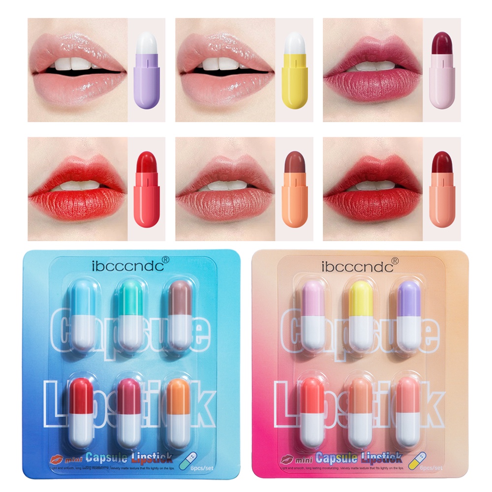 Mini Cute Capsule Lipstick Set with Lip Balm Moisturizing Waterproof ...