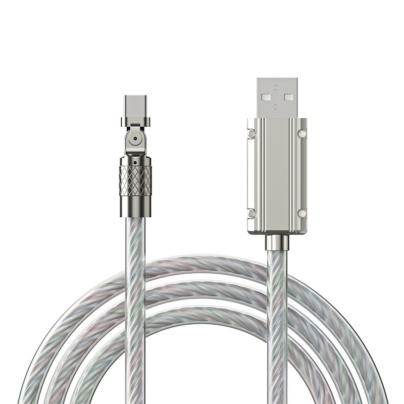 180°Rotation Elbow Glowing Fast Charge Cable 120W Nightclub Streaming ...