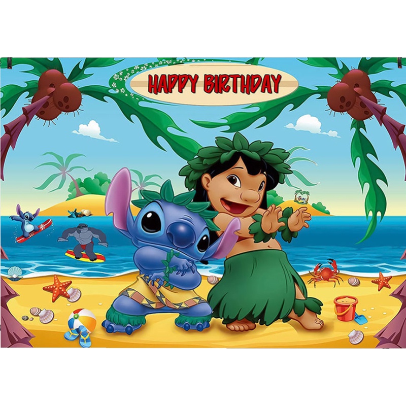 120*80cm Lilo and Stitch Theme Backdrops Birthday Party Supplies ...