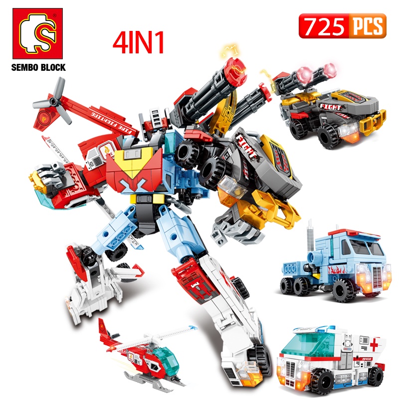 SEMBO BLOCKCity 4-in-1 Deformation Robot Warrior Building Block ...