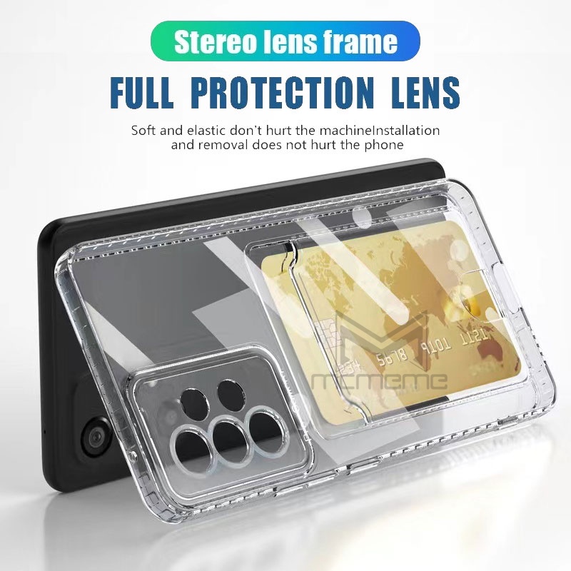 For Samsung Galaxy S24 S23 Ultra S22 S21 S20 FE Note 20 10 9 8 Plus Card Holder Shockproof Clear ...