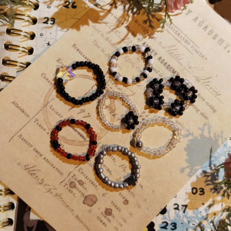 dark rings, victorian, grunge, goth, dark academia beaded rings by ...