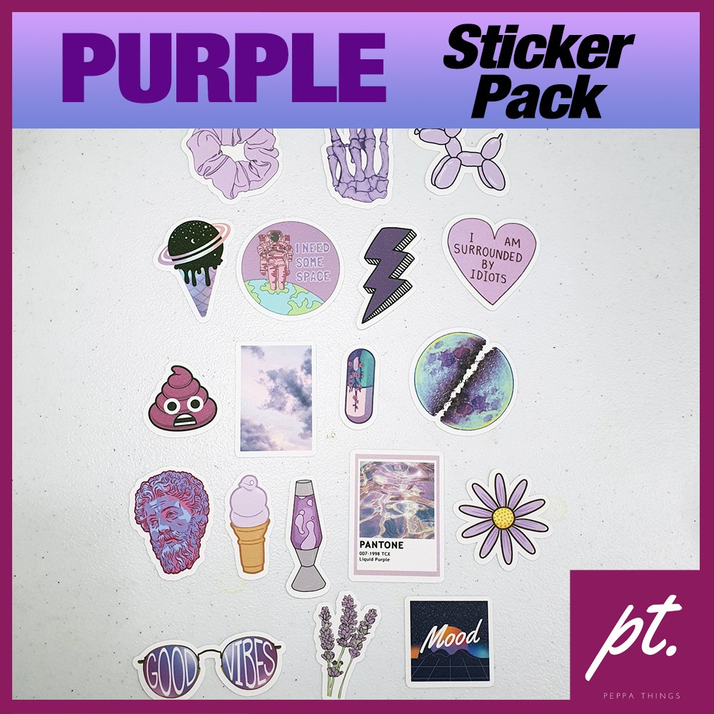 Purple Sticker Pack Vinyl Waterproof /Weatherproof Stickers with Matte ...