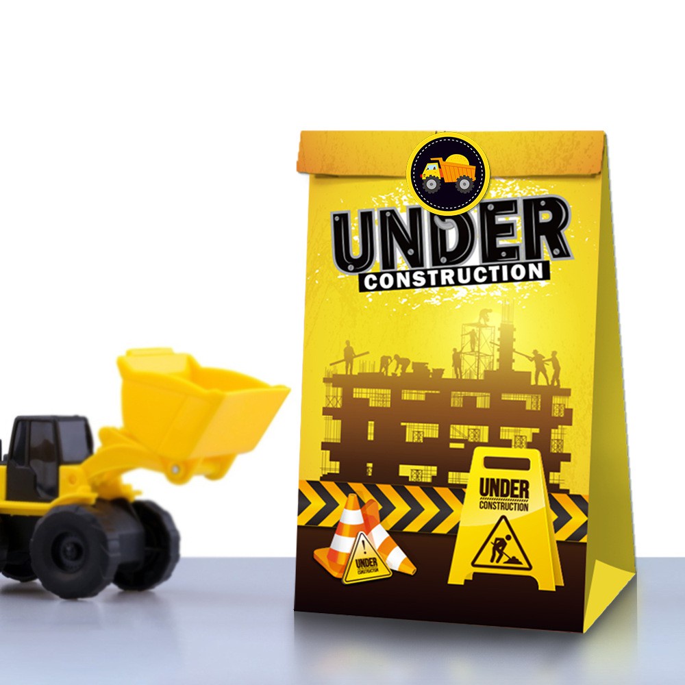 12pcs Under Construction Gift Box Paper Bags Construction Vehicle ...
