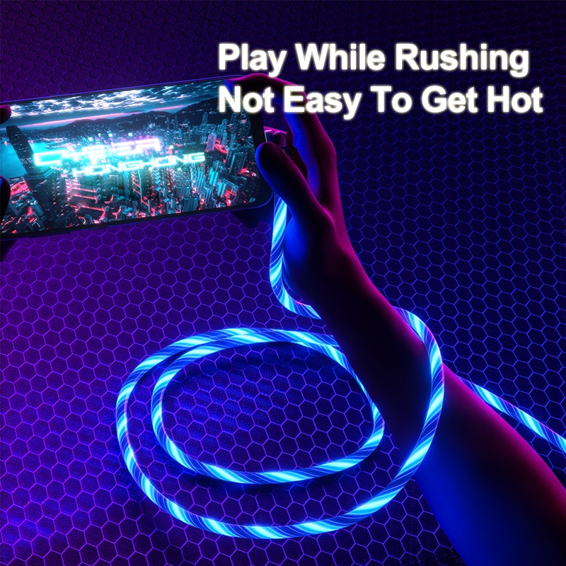 180°Rotation Elbow Glowing Fast Charge Cable 120W Nightclub Streaming ...