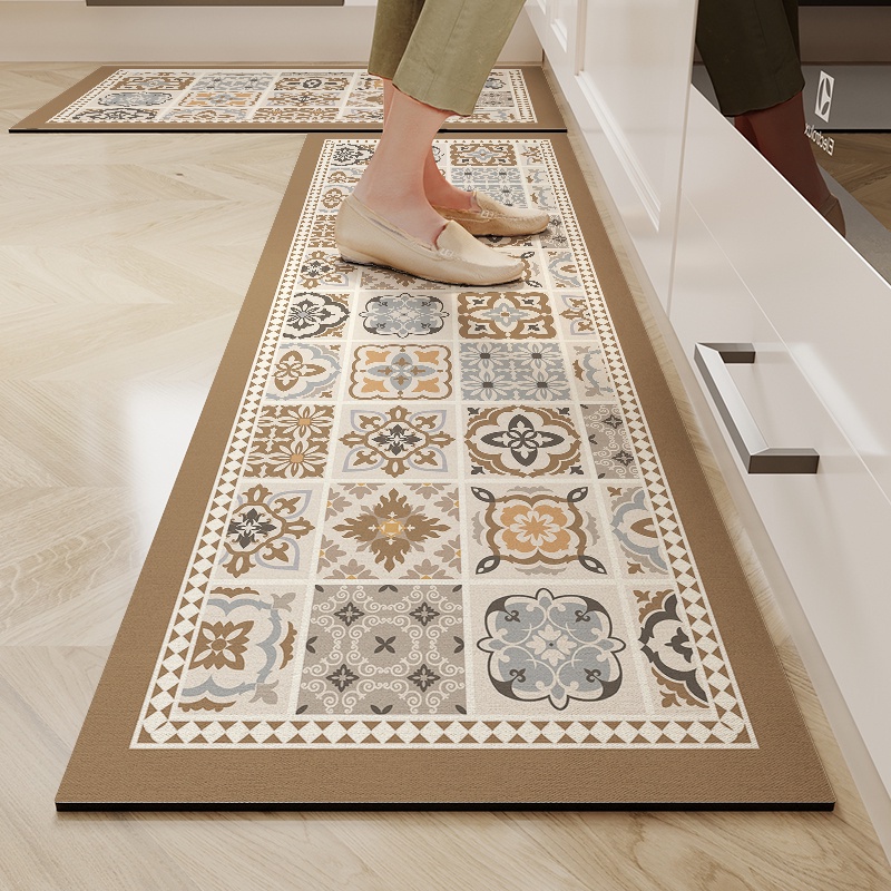 Customized Tile Kitchen Floor Mats Absorb Water Oil Quick-Drying Anti ...