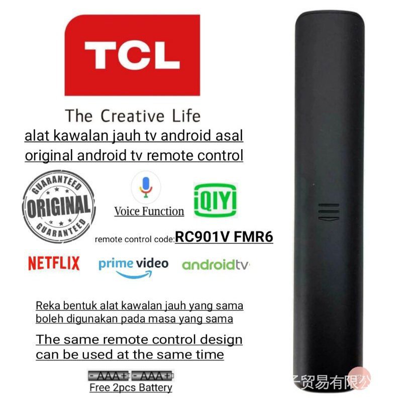 Original TCL Android TV Remote Control Rc901v Fmr6 TCL 65P615 50p8m 55p8m 65p8m Shopee Malaysia