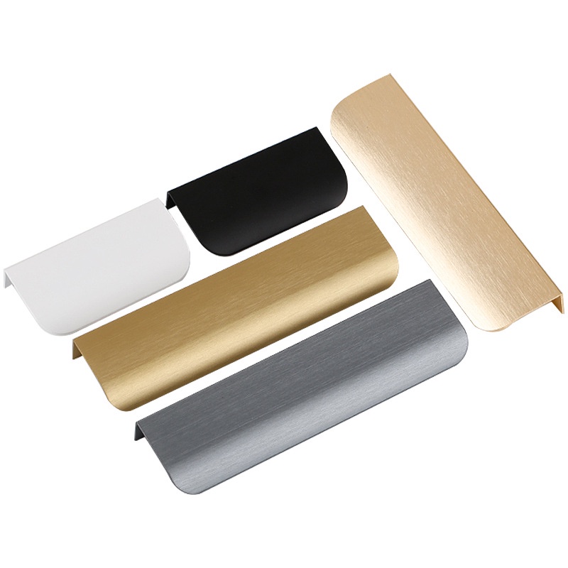 Edge-sealed long cabinet door handle invisible side mounted gold drawer ...