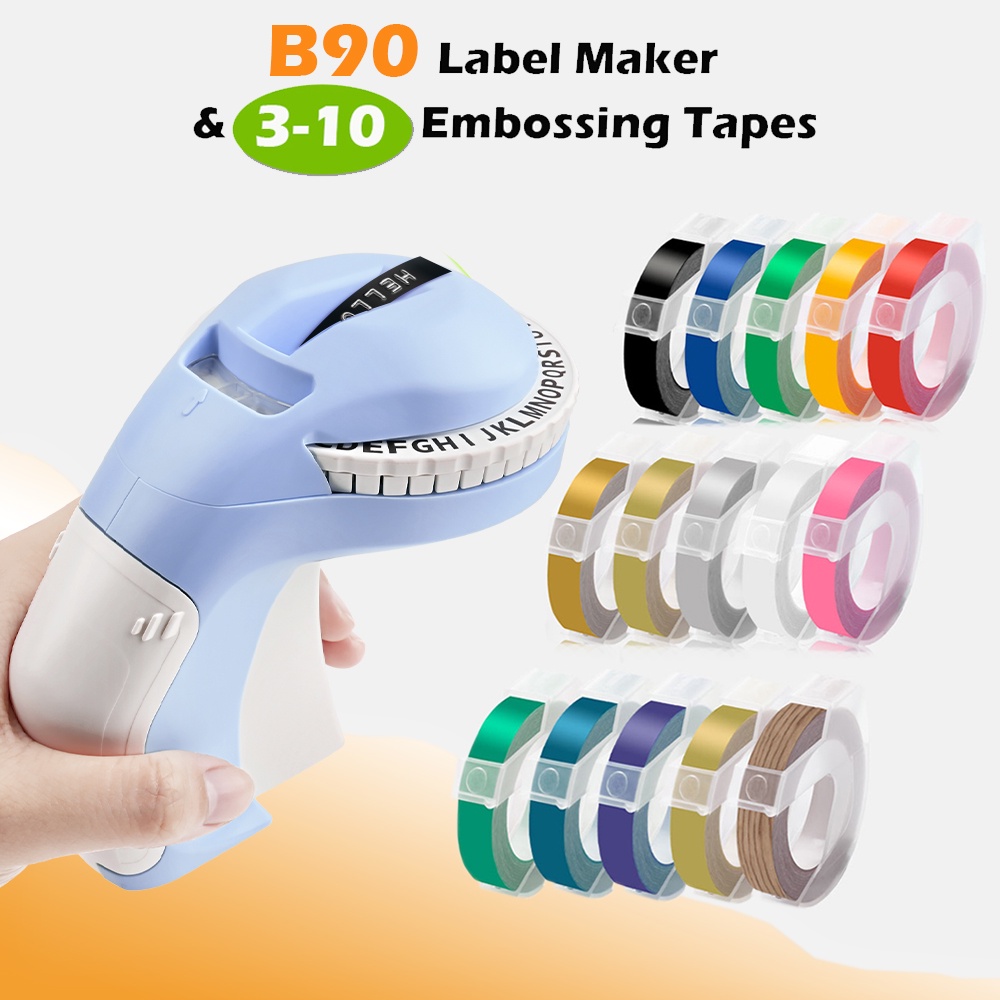 B90 Handheld Embossing Label Maker Purple with Embossing Label Tape 9mm ...