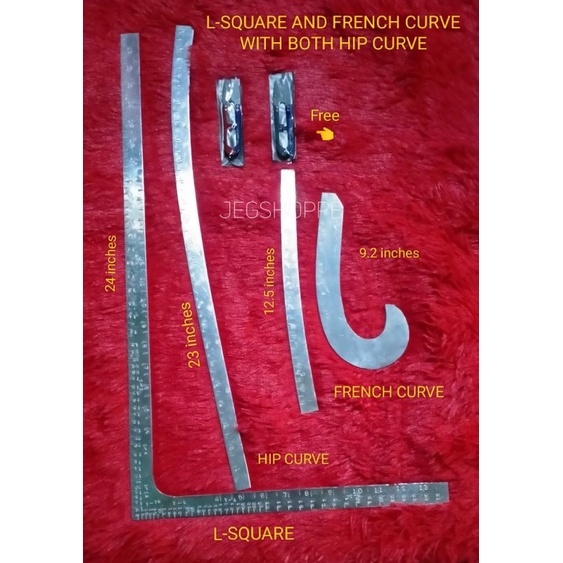 L-SQUARE FRENCH CURVE WITH HIP CURVE RULER FOR SEWING/TAILORING MAKAPAL ...