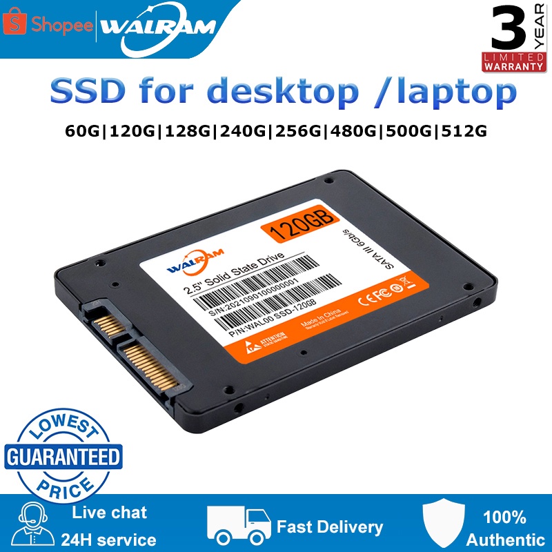 Walram SATA3 SSD HDD 2.5" Internal Solid State Drive (60GB/128GB/240GB/120GB/256GB/480GB/512GB ...