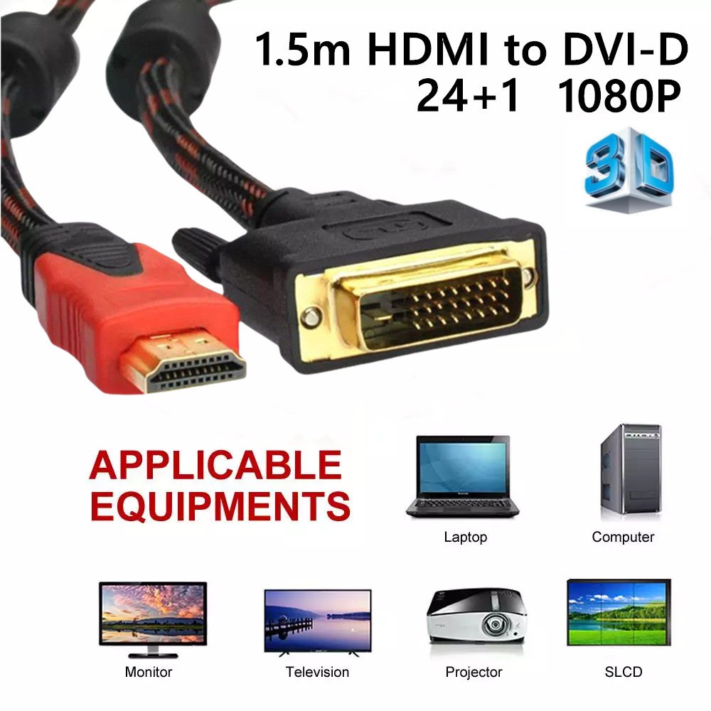 DVI To HDM Cable 2 Way Wayar Converter Input Output To Male Kabel 1.5M ...
