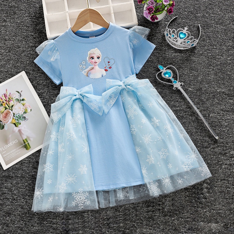[1-7 Years]Baby Girl Dress Frozen Princess Elsa for Kids Gaun Budak ...