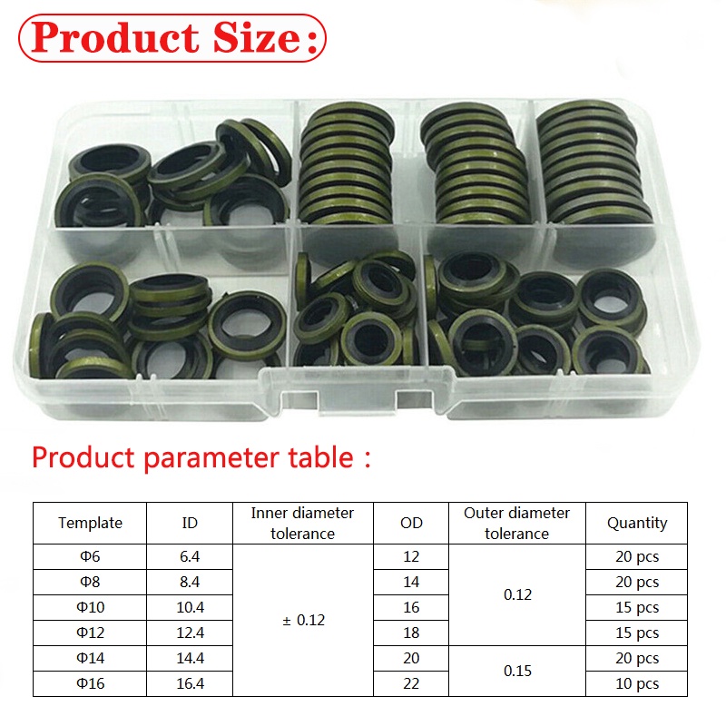 100pcs M6 M8 M10 M12 M14 M16 Bonded Washer Metal Rubber Oil Drain Plug Gasket Fit Combined ...