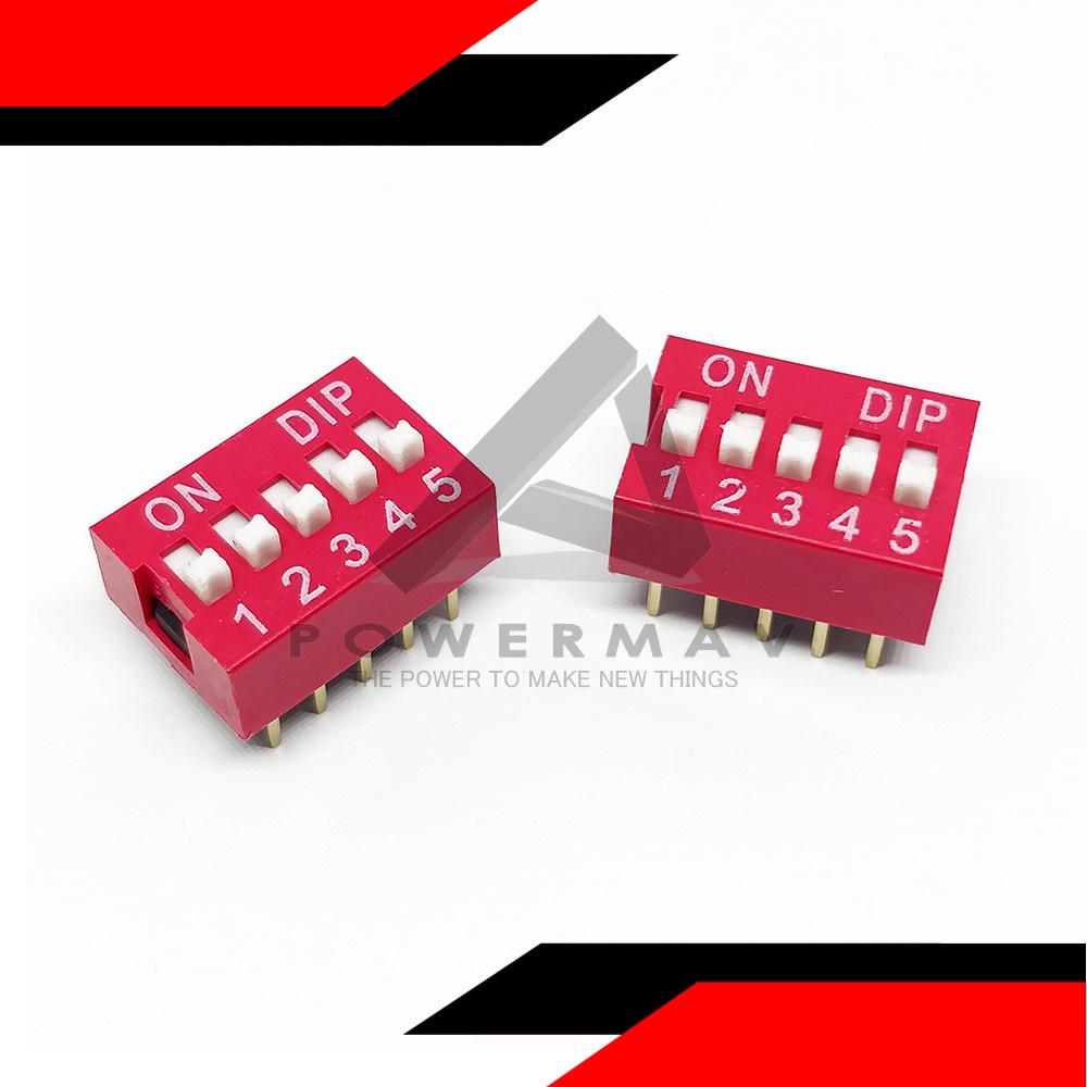 2pcs 5 way dip switch 5 position slide red micro small switch 2.54mm Position Way DIP Pitch ...