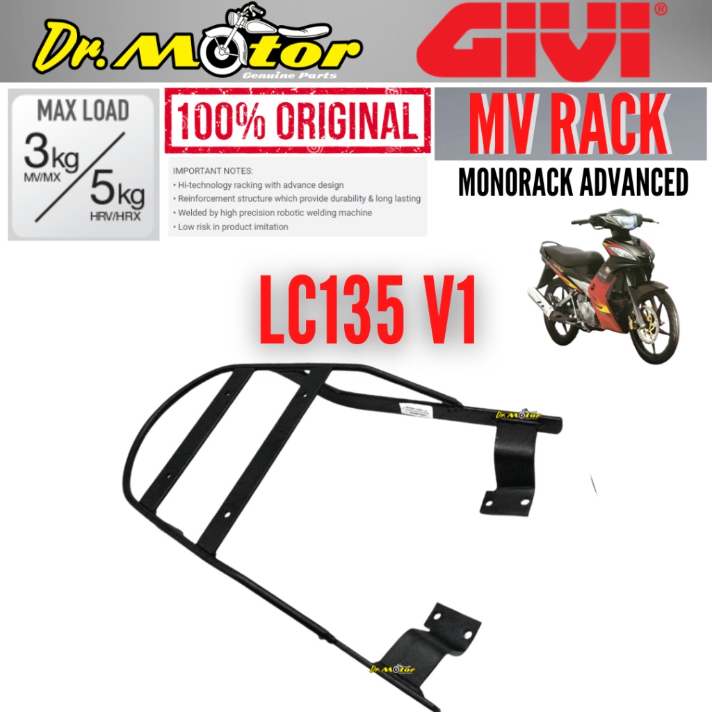 YAMAHA LC135 V1 LC 135 GIVI MV MONORACK ADVANCE MONO RACK MONOLOCK ...