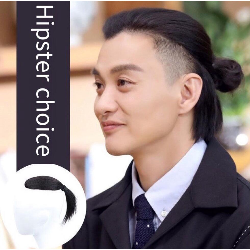 Samurai head wig men s back head ponytail handsome Korean version ...