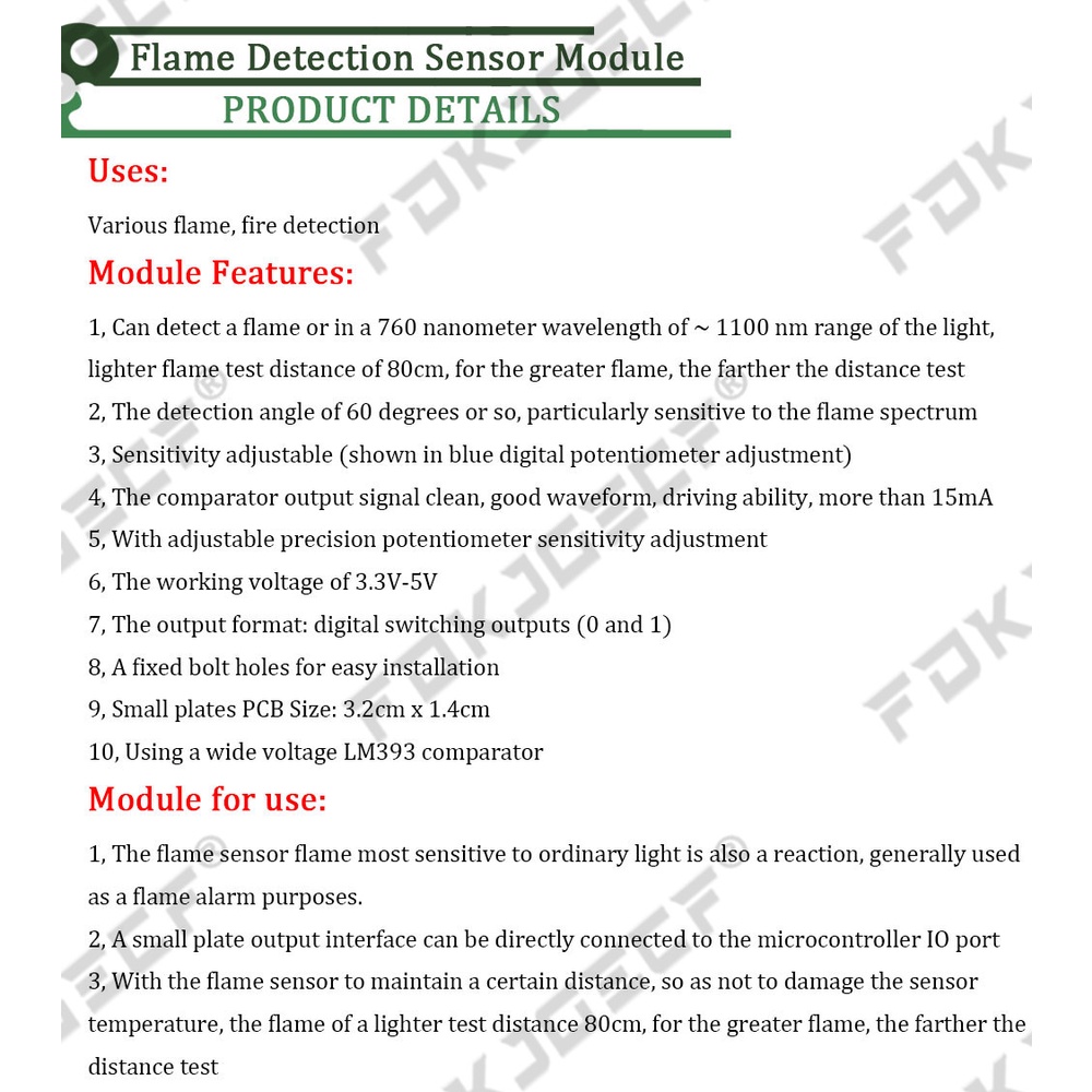 LM393 3 Pin / 4 Pin IR Flame Detection Sensor Module Fire Detector ...