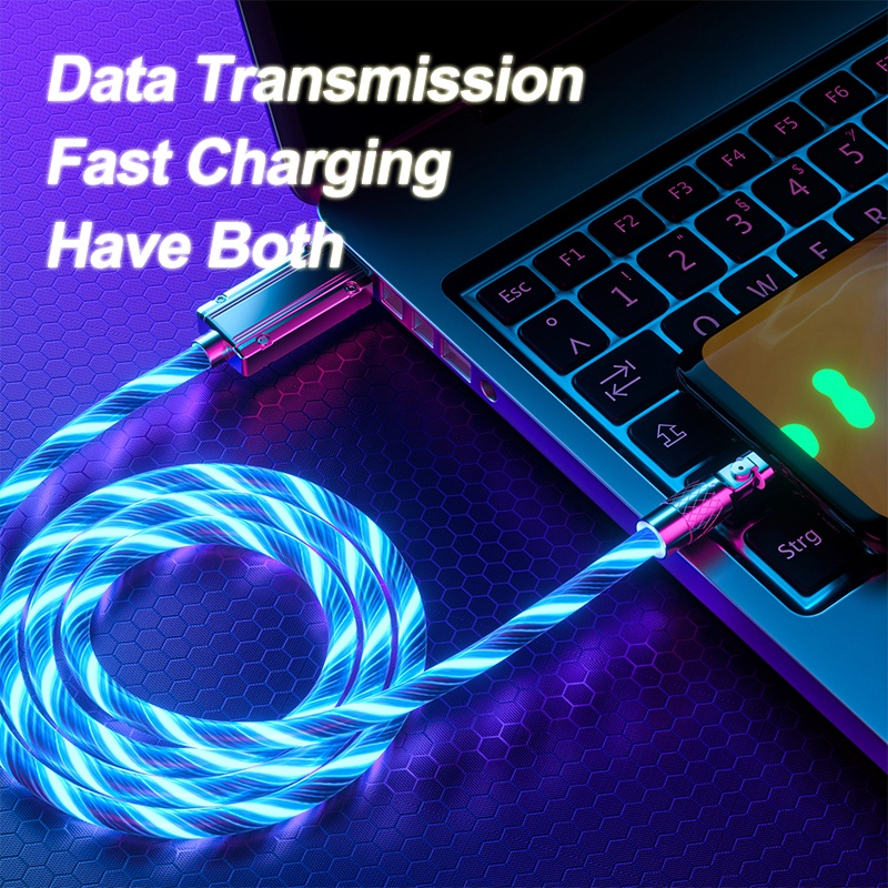 180°Rotation Elbow Glowing Fast Charge Cable 120W Nightclub Streaming ...