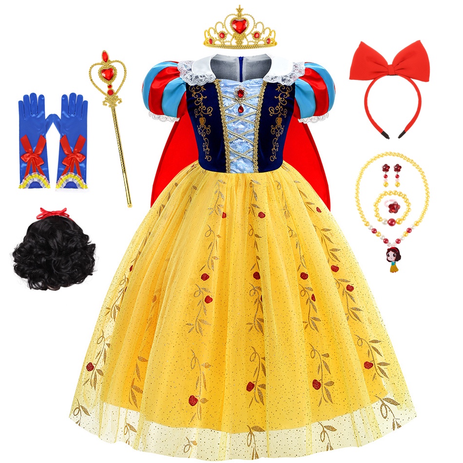 LXAA Princess Snow White Dress for Girl Kids Costume with Cloak ...