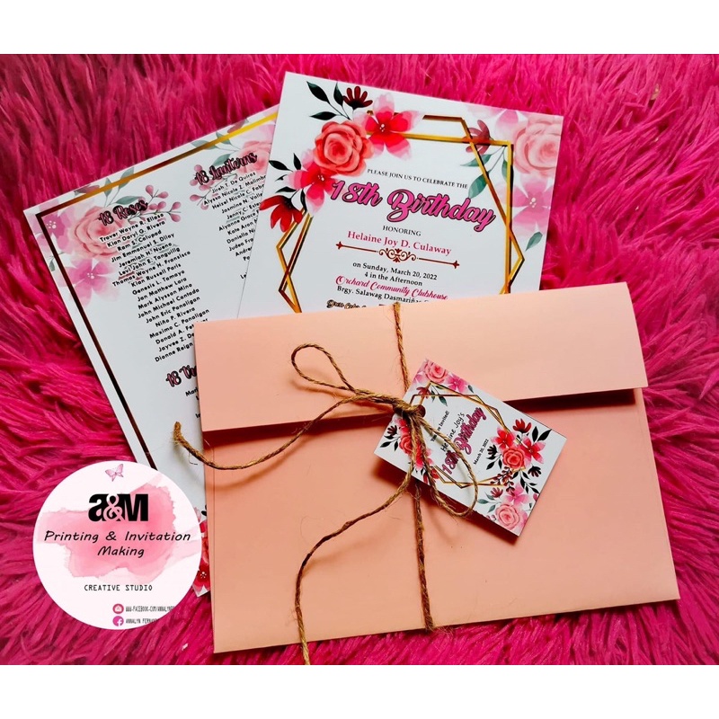 Debut Invitation Envelope Type with abaca seal | Shopee Malaysia