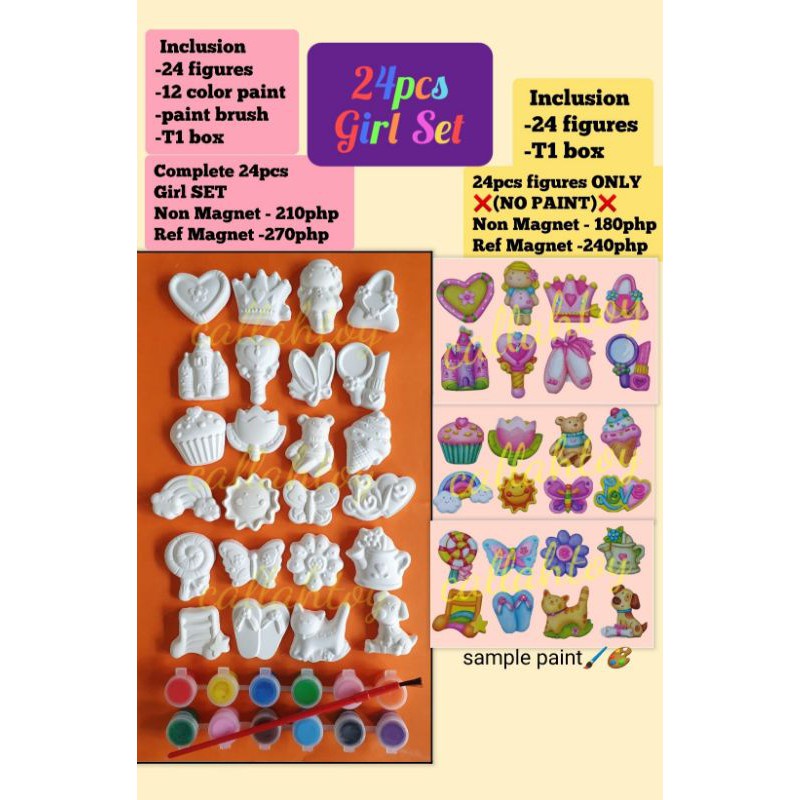Paint your own DIY REF MAGNET or NON MAGNETIC set (made from plaster ...
