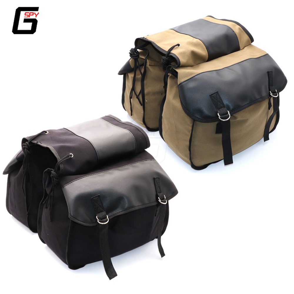Motorcycle Canvas Waterproof Panniers Box Side Tool Bags Pouch For ...