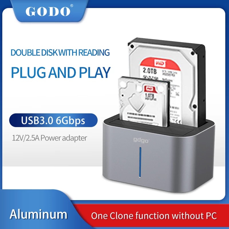 Clone Docking Station Aluminum Hard Disk Dock HDD Cloner 2.5 3.5inch ...