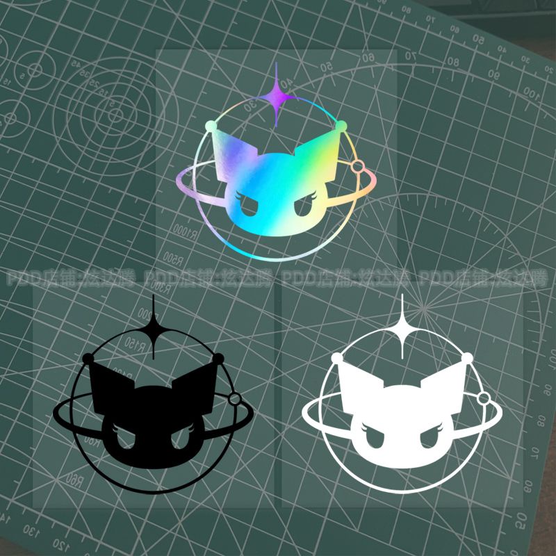 Kuromi Logo Pattern Reflective Small Sticker Body Glass Electric ...