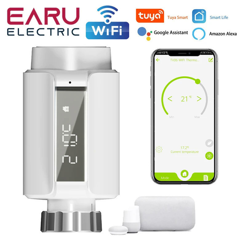 Brand new Tuya Smart WIFI Radiator Actuator TRV Programmable Thermostatic Radiator Valve App ...