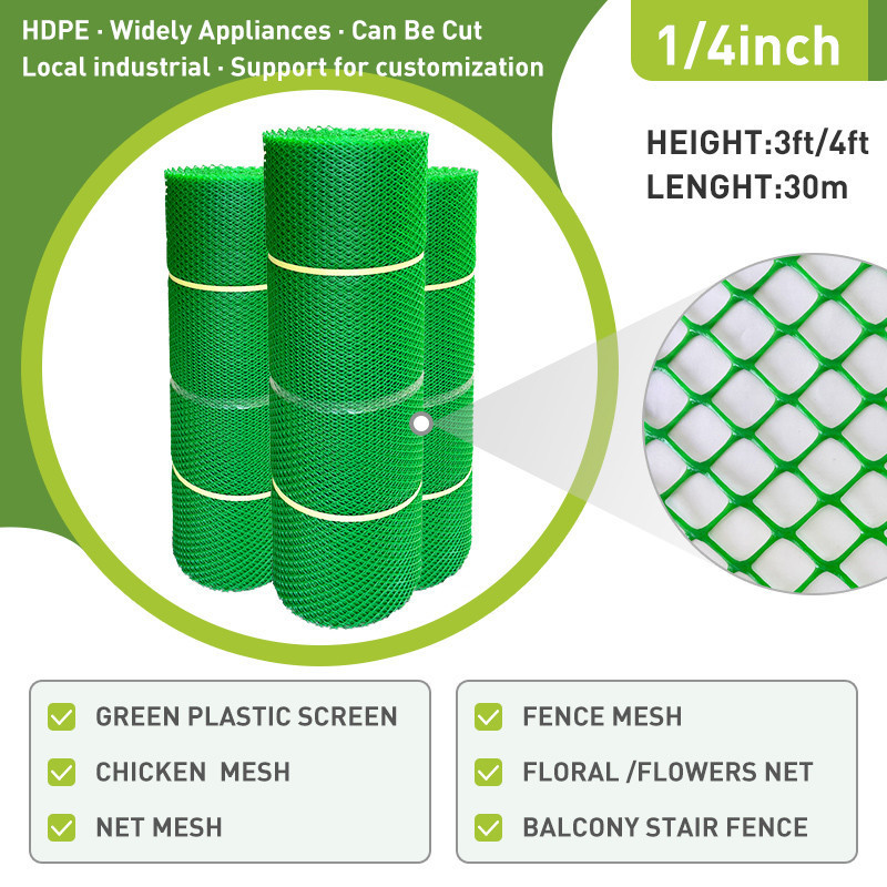 Green Plastic Screen Net Wire Mesh Fence Netting for Chicken, Cat, Bird ...