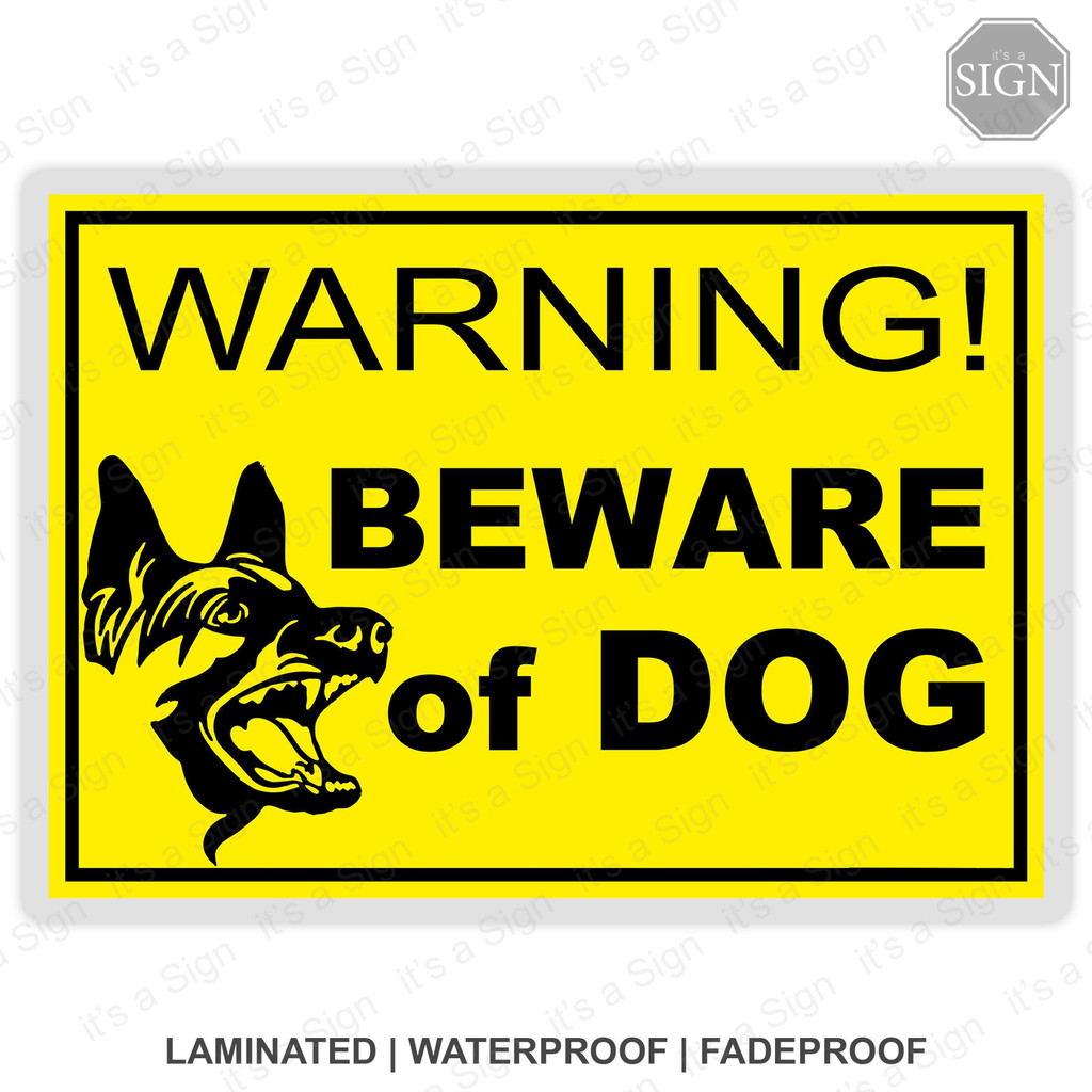 Warning Beware of Dog - Yellow - Laminated Signage - A4 Size | Shopee ...
