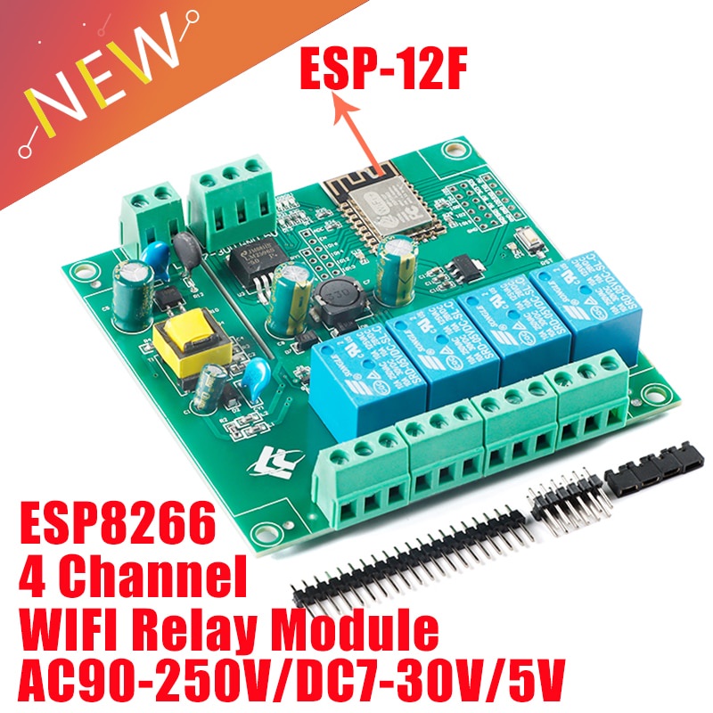 ESP8266 ESP-12F WIFI Relay Module 4 Channel AC90-250V/DC7-30V/5V Delay Relay Switch For ARDUINO ...