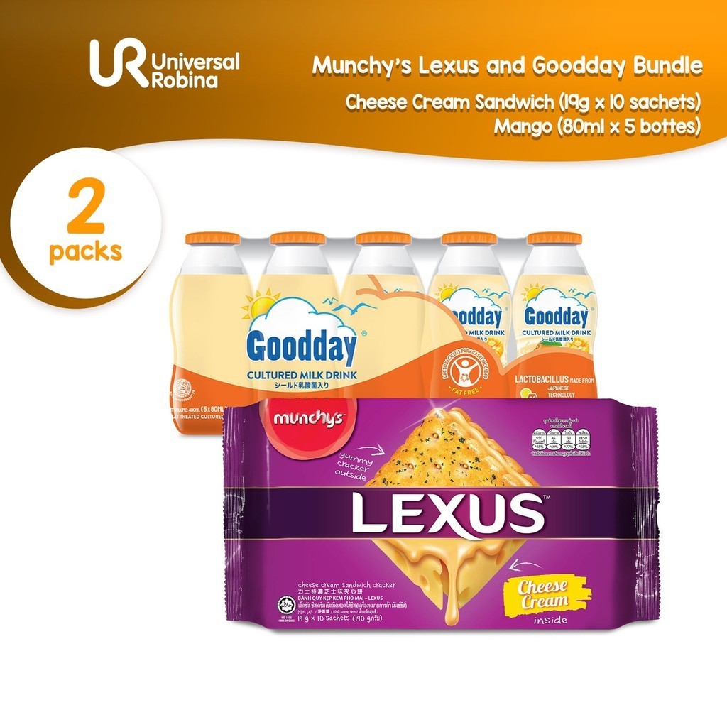 Munchy's Lexus Cheese Cream Sandwich Biscuit (190g) and Goodday Cultured Milk Mango (80ml x 5 ...