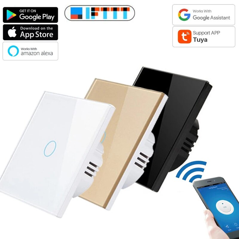 Wifi Wall Touch Switch EU No Neutral Wire Required Smart Light Switch ...