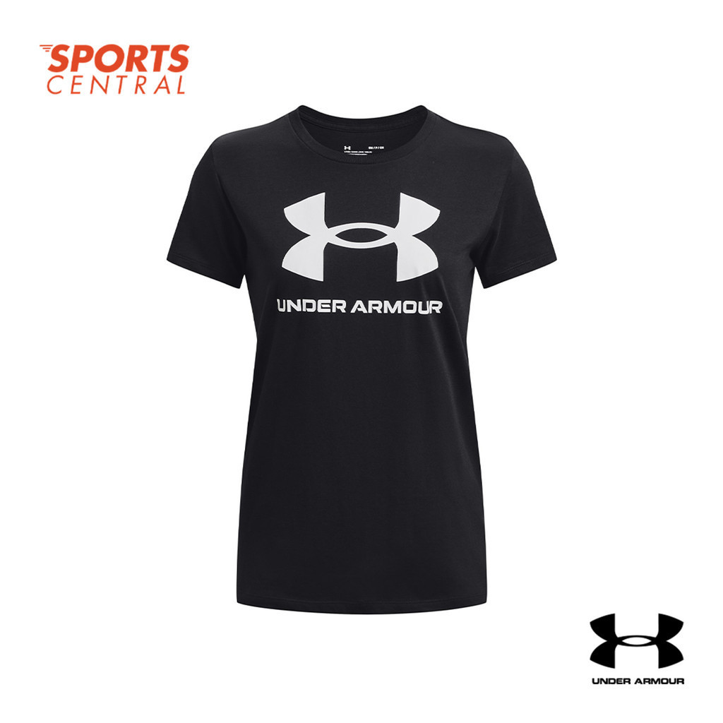 Under Armour Women Sportstyle Logo SS 1356305-001 (Black/White ...