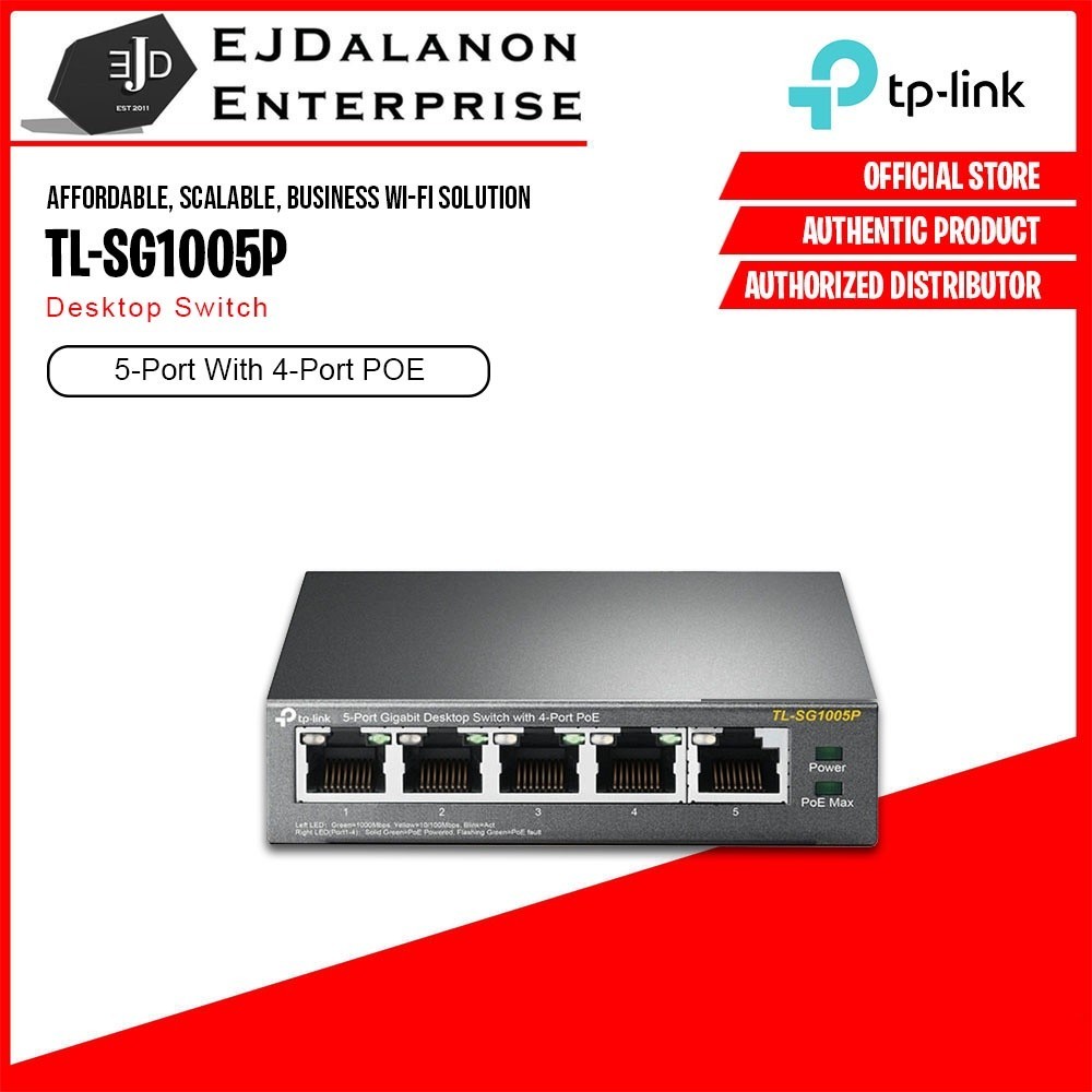 TP-Link Tl-Sg1005P 5-Port Gigabit Desktop Switch with 4-Port Poe ...