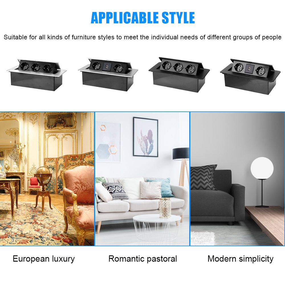 2 3 EU Hidden Socket In The Countertop Desktop Retractable Socket Table ...