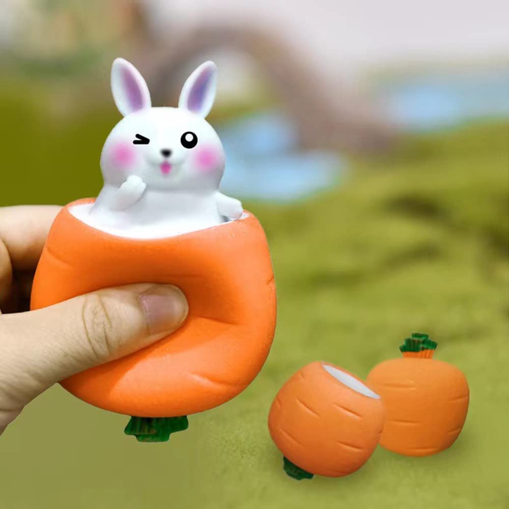 3 PCS Animal Squeeze Toys Carrot Rabbit Fidget Toys Bunny Stress Relief ...