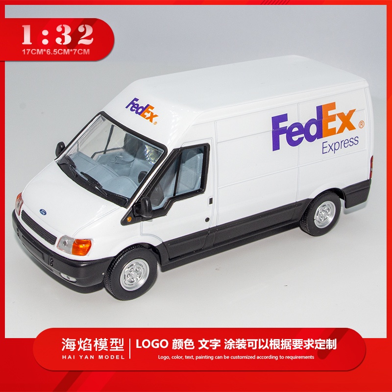 1: 32 Federal Express White Alloy Ford Full Van Tailgate Openable Toy ...