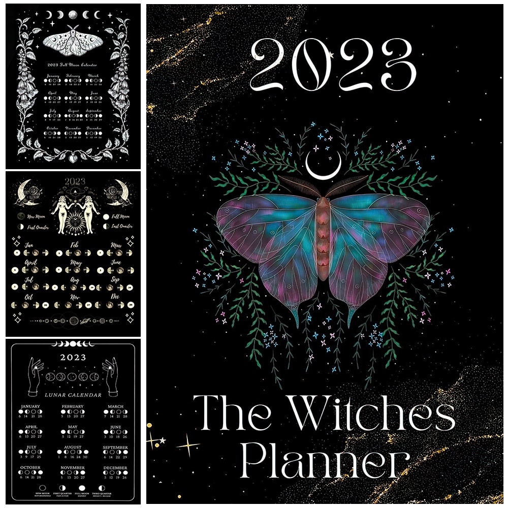 Moon Phase Wall Art 2023 Full Moon Phases Calendar Canvas Painting ...