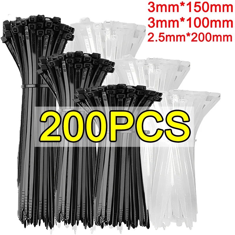 Self-locking Nylon Cable Tie Reusable Black White Cable Tie Fastening ...