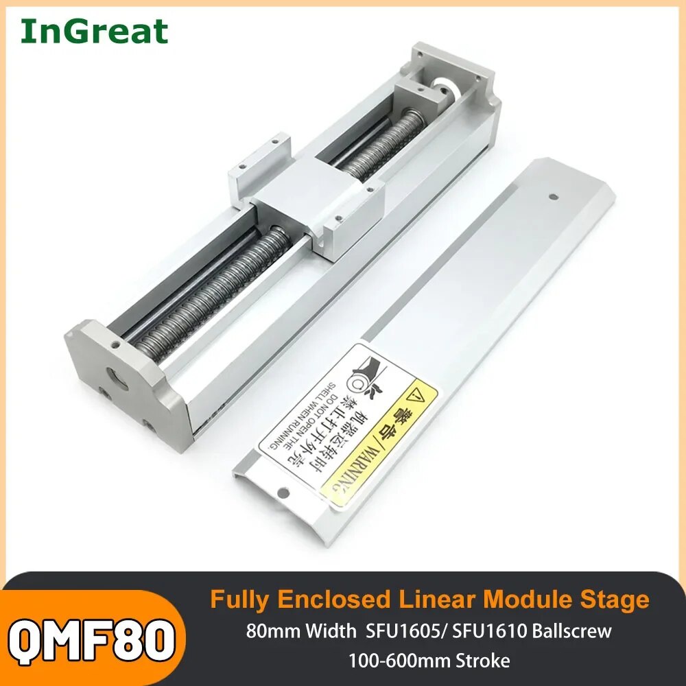 80mm Width Fully Enclosed Module Linear Guide Rail ZYZ Axis CNC Dust ...