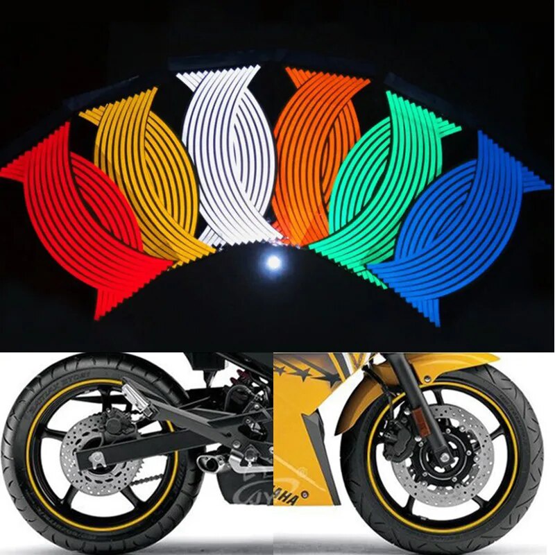 16 Pcs/Lot 18/17/16/14 Inches Motorcycle Wheel Stickers Under Car ...