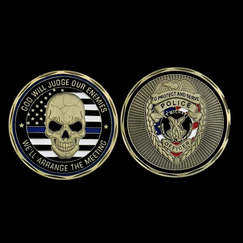 U.S. St. Michael Police Officer Thin Blue Line Prayer God Bless the Law ...