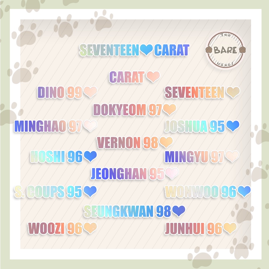 Seventeen [Member Name] Decal Stickers Caratbong Carat by twobarehands ...