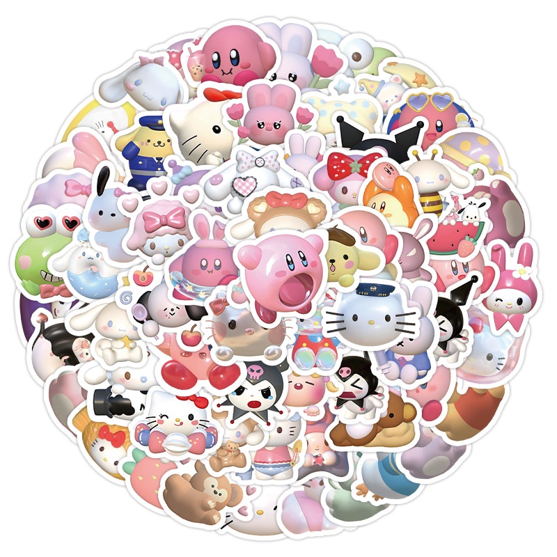 100pcs 3D Stereoscopic Sanrio Stickers Cartoon Cute Sticker Waterproof ...