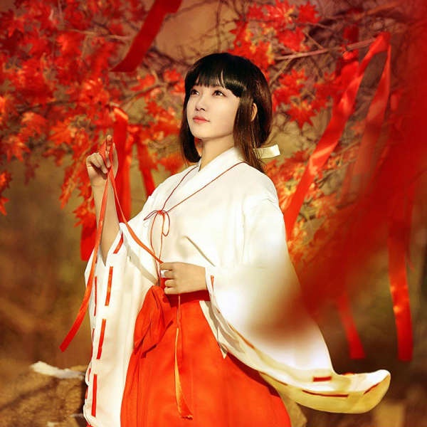 Platycodon Miko cos Clothing Miyana Mitsuba cos Miko Costume Improved Vibrating Sleeve Kimono ...